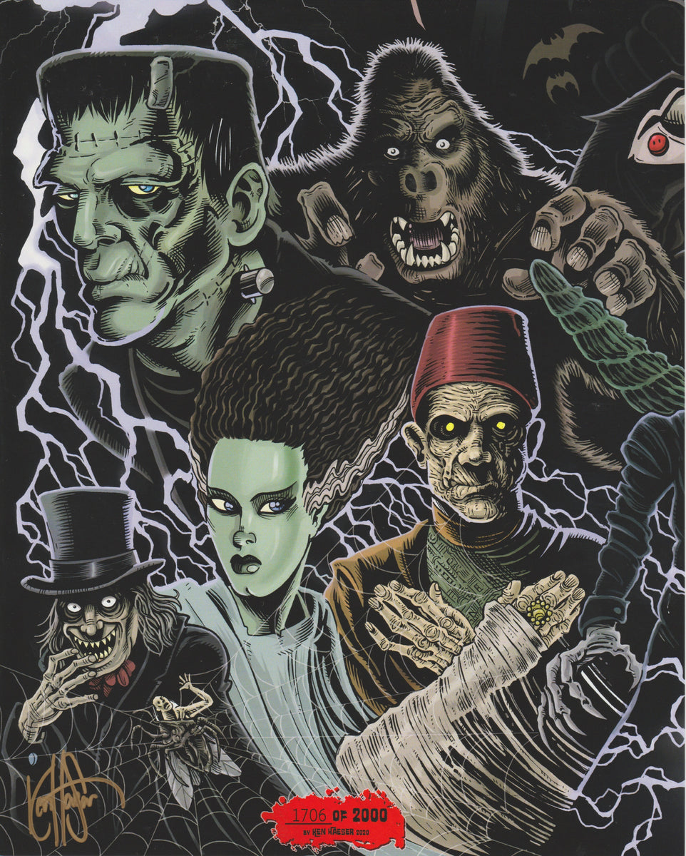 Colour Horror Monsters Fan Art Print signed by artist Ken Haeser (limi ...